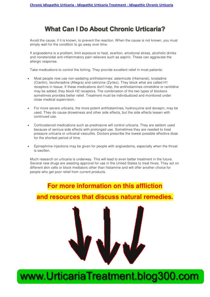 Chronic Idiopathic Urticaria - Idiopathic Urticaria Treatment - Idiop…
