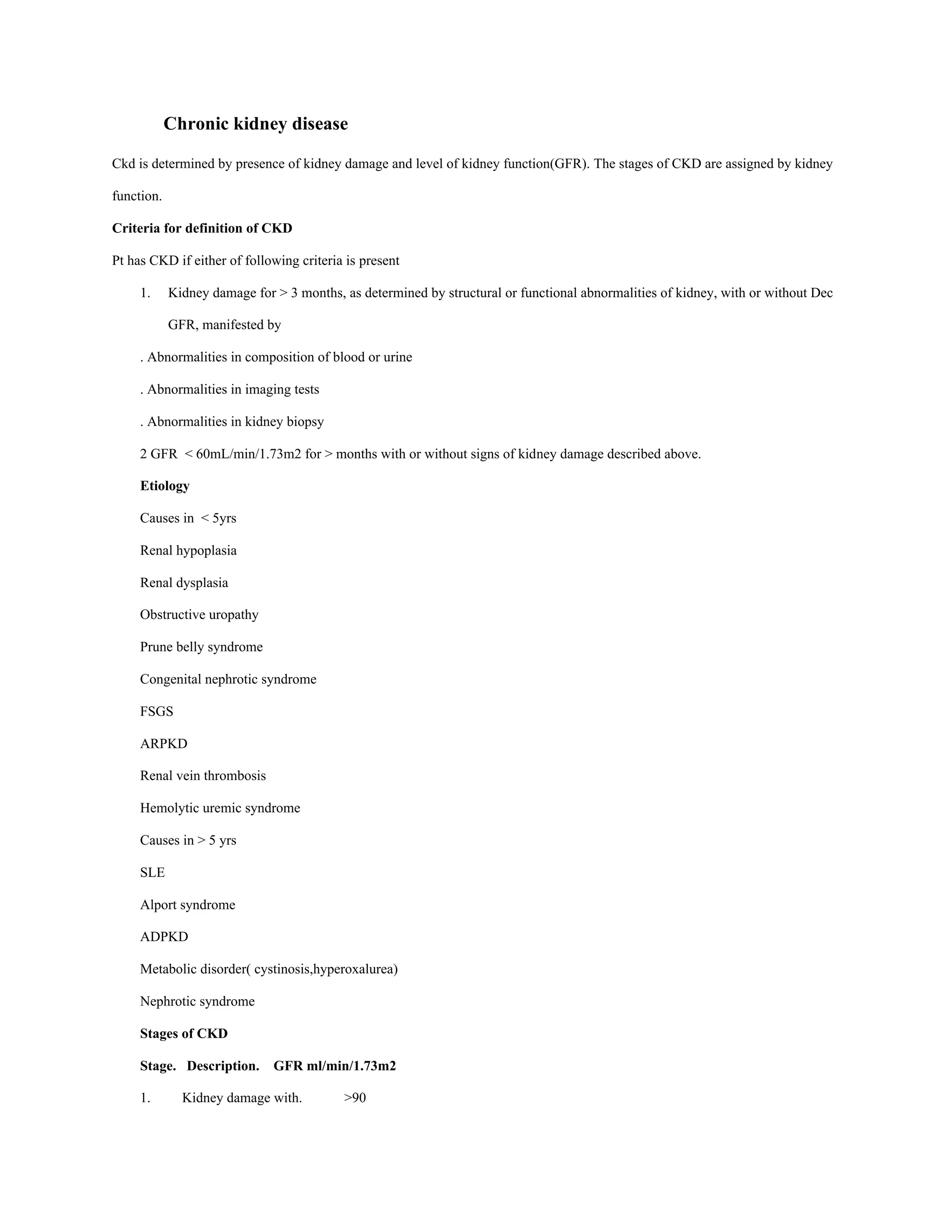 Chronic kindey disease in children (CKD) | PDF