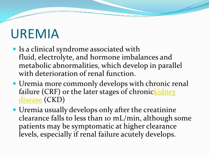Uremia In Hepatic Failure Uremic Encephalopathy