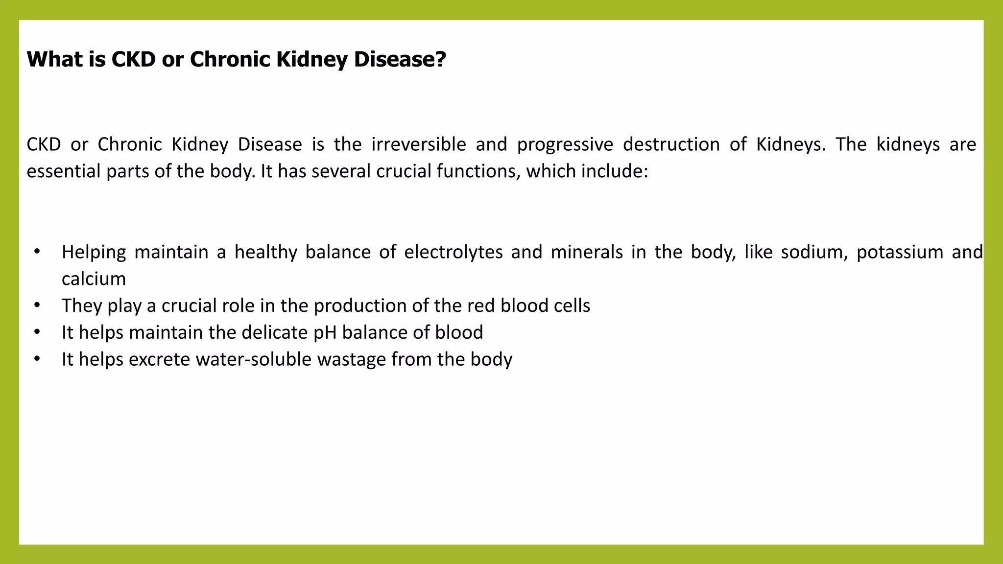 Chronic kidney disease causes and risk factors | PPTX
