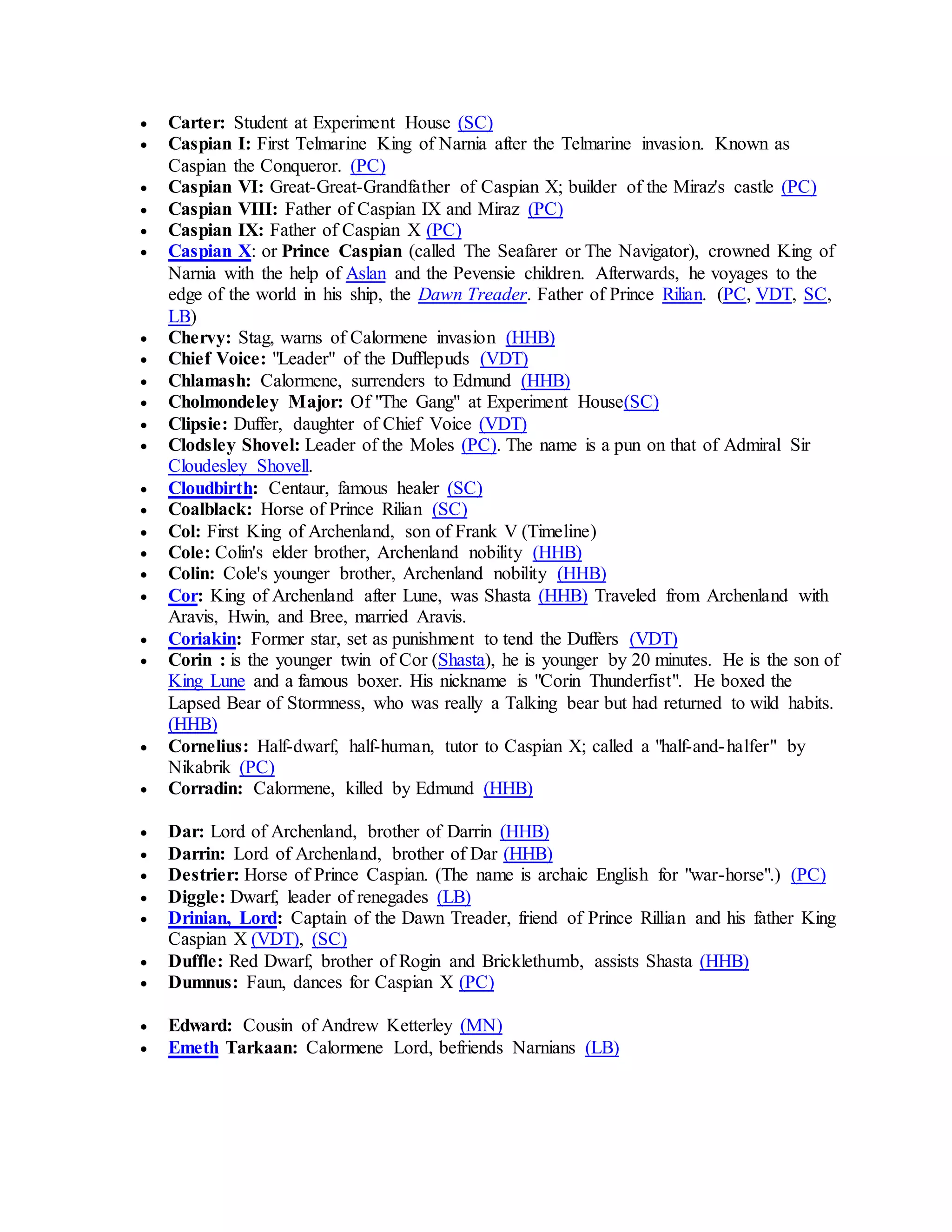 Chronicles of narnia char. | DOCX