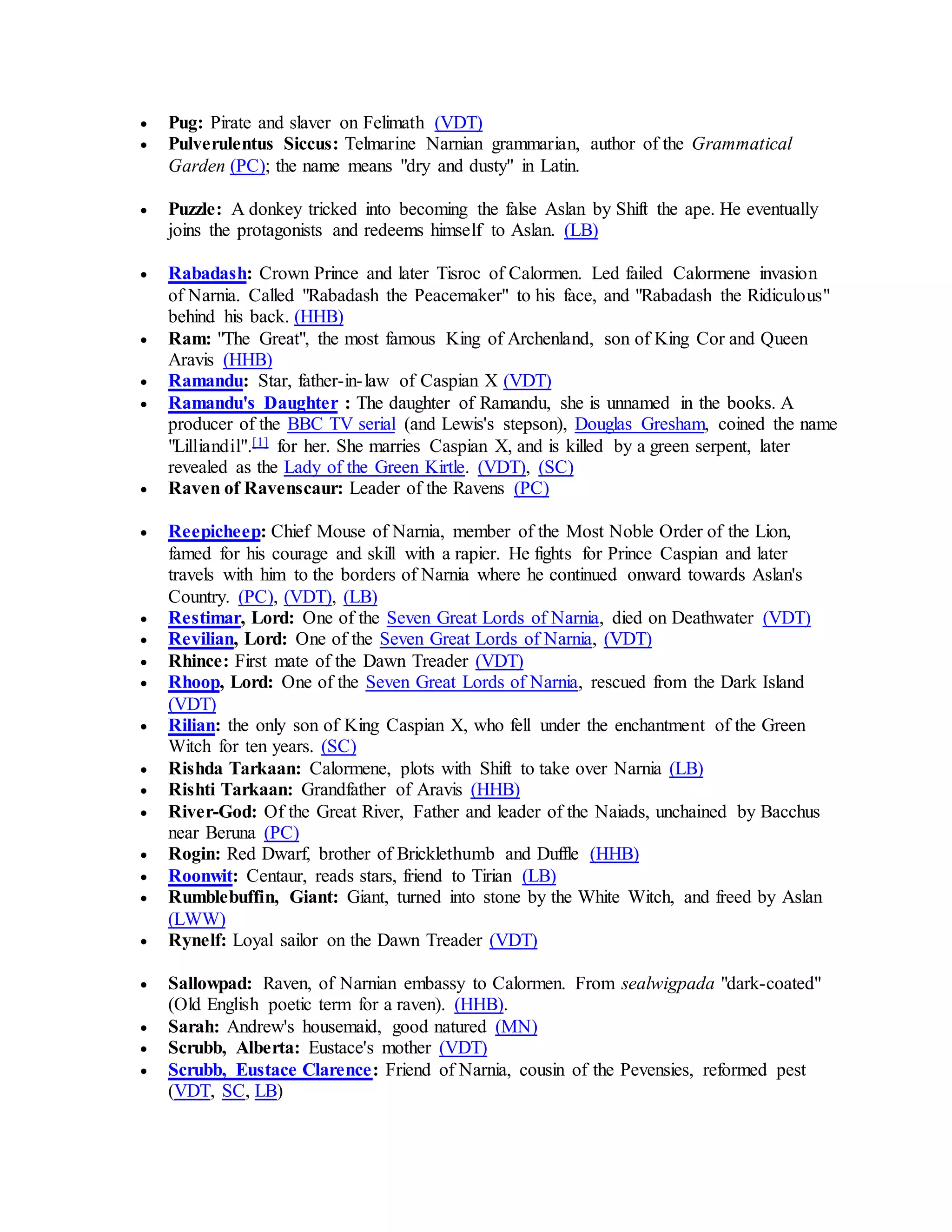 Chronicles of narnia char. | DOCX