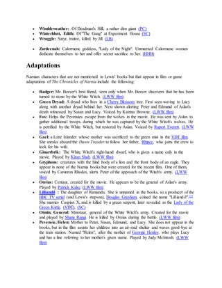 Chronicles of narnia char. | DOCX