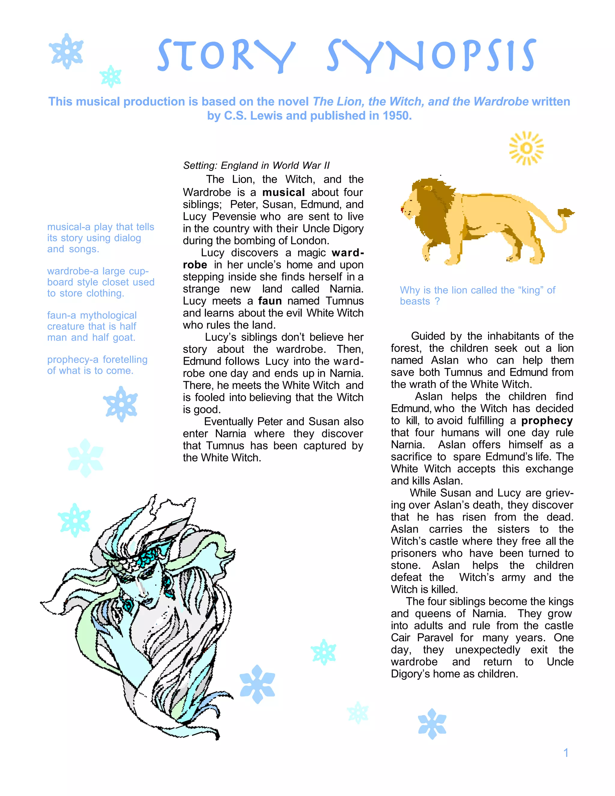 Chronicles of narnia study guide | PDF