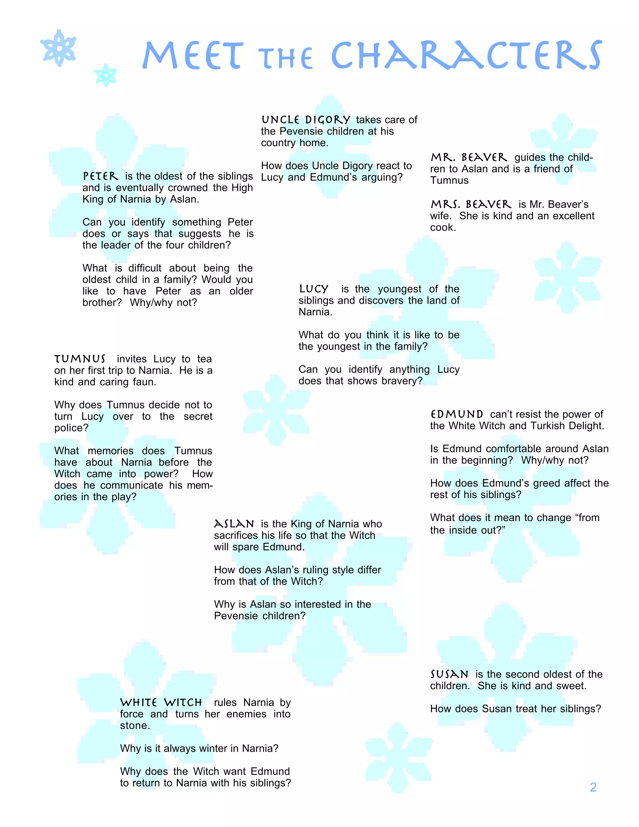 Chronicles of narnia study guide | PDF