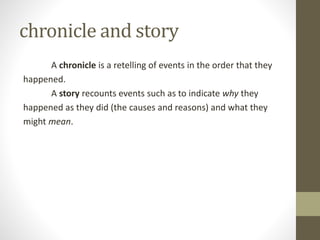 Chronicle, story - drama, theme, plot | PPTX