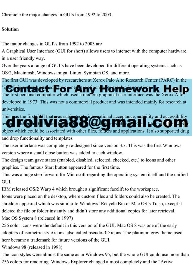 Chronicle the major changes in GUIs from 1992 to 2003.Solution.pdf