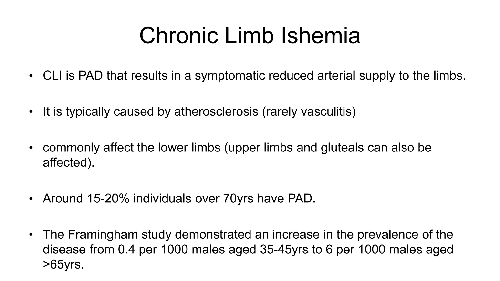 Peripheral Vascular disease / Chronic limb ischemia / CLI / Acute limb ...
