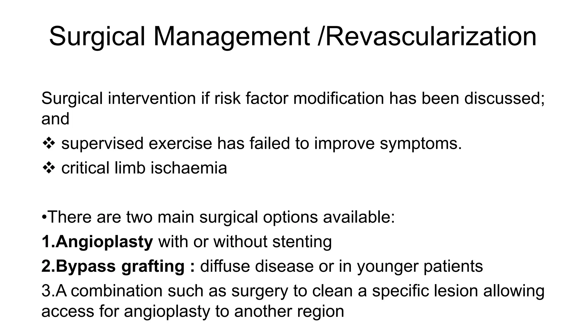 Peripheral Vascular Disease Chronic Limb Ischemia Cli Acute Limb Ischemia Ppt
