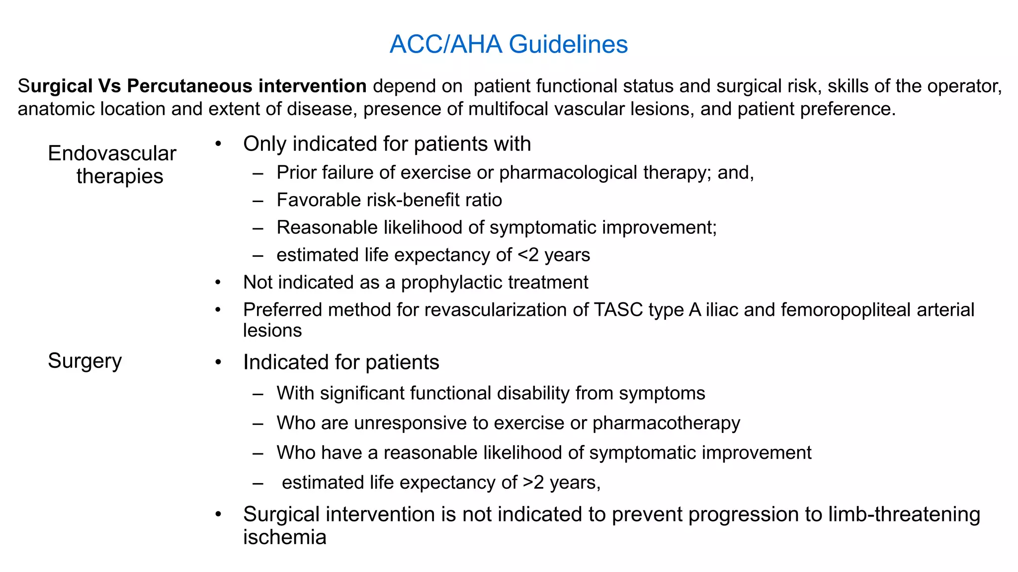Peripheral Vascular disease / Chronic limb ischemia / CLI / Acute limb ...