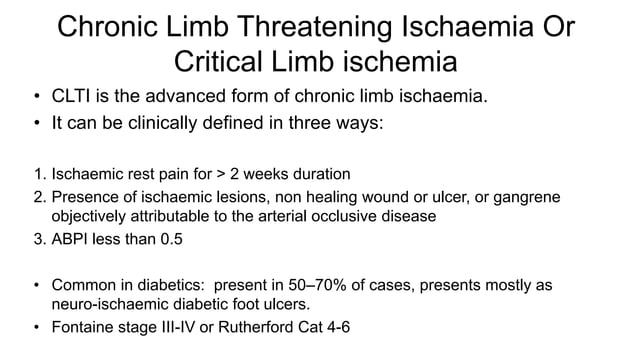 Peripheral Vascular disease / Chronic limb ischemia / CLI / Acute limb ...