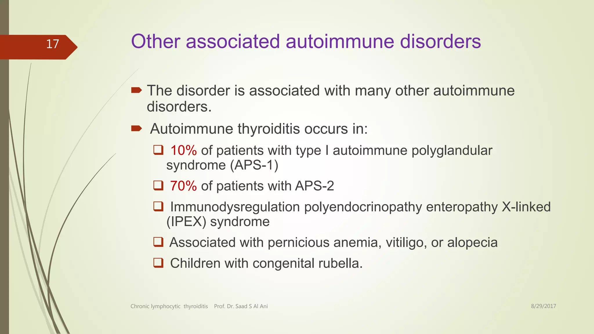 Chronic lymphocytic thyroiditis (hashimoto thyroiditis, autoimmune | PPTX