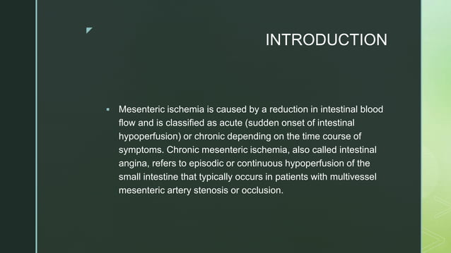 Chronic Mesenteric Ischemia | PPTX | Digestive Disorders | Diseases and ...