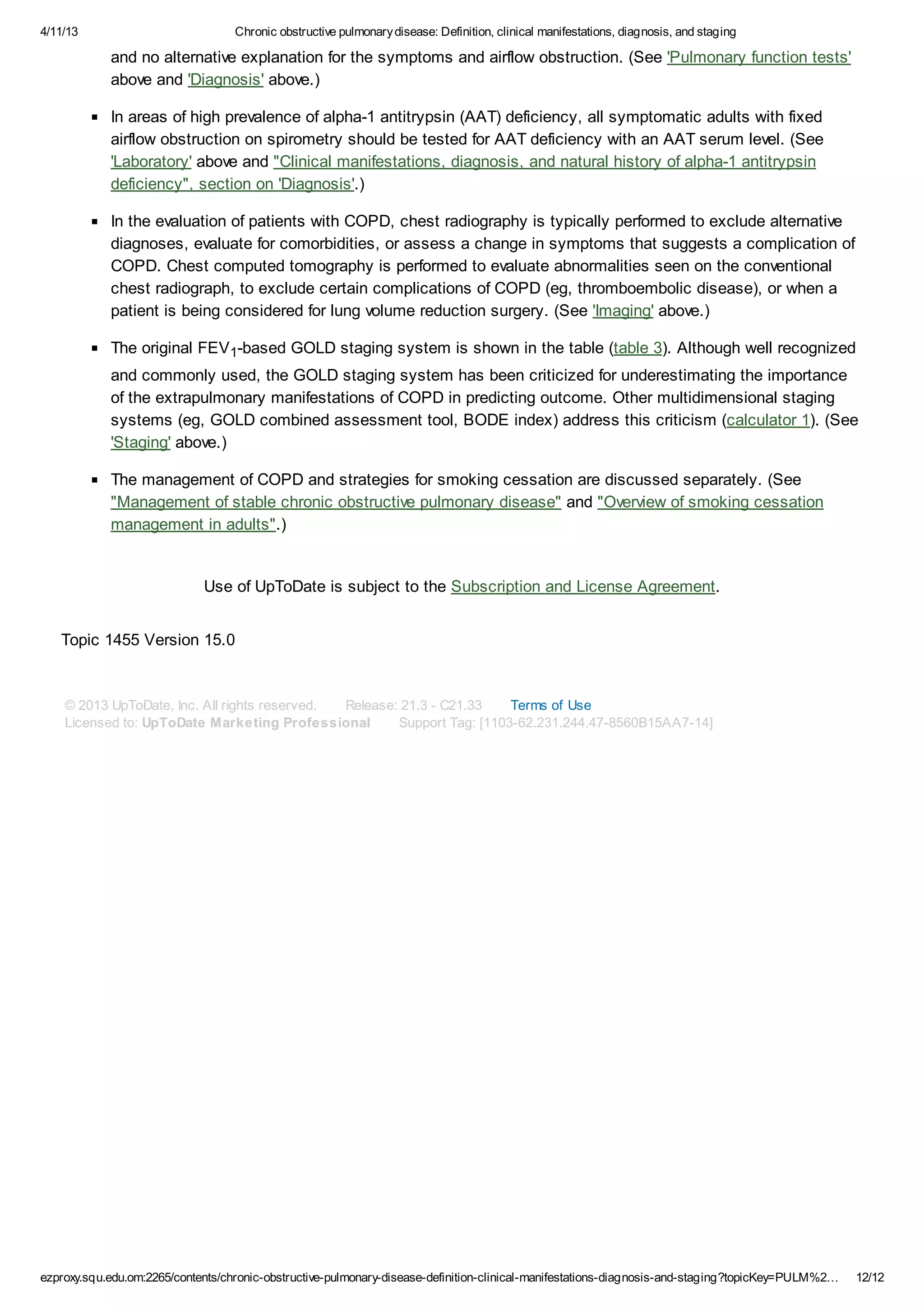 Chronic obstructive pulmonary disease definition, clinical ...