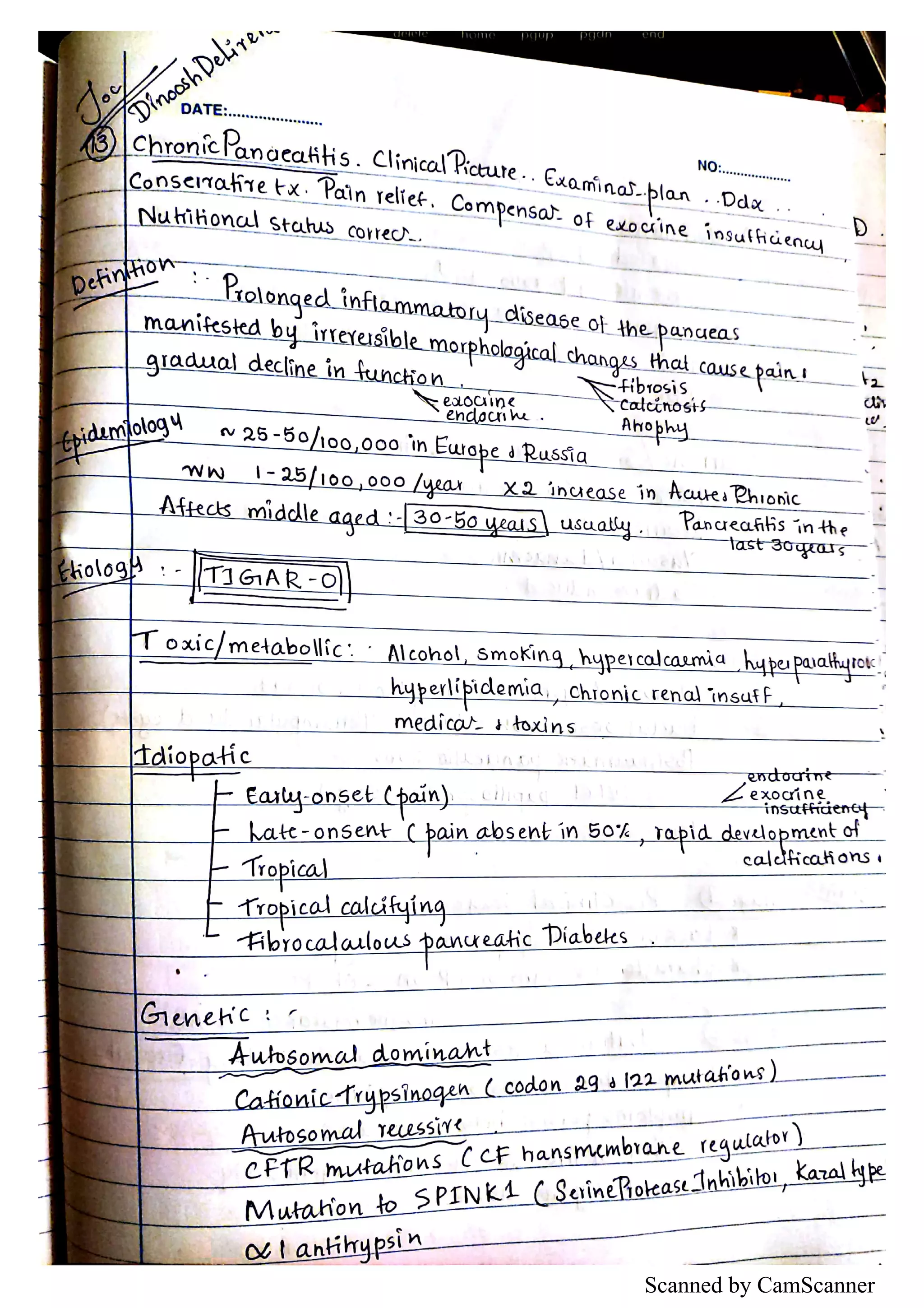 Chronic Pancreatitis - Etiology, Classification, Clinical symptoms ...