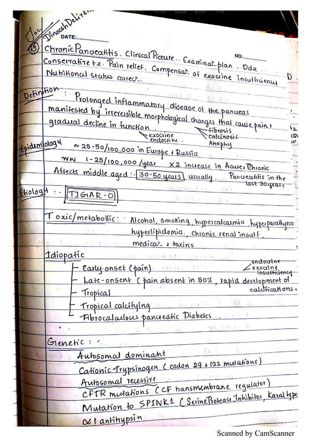 Chronic Pancreatitis - Etiology, Classification, Clinical symptoms ...