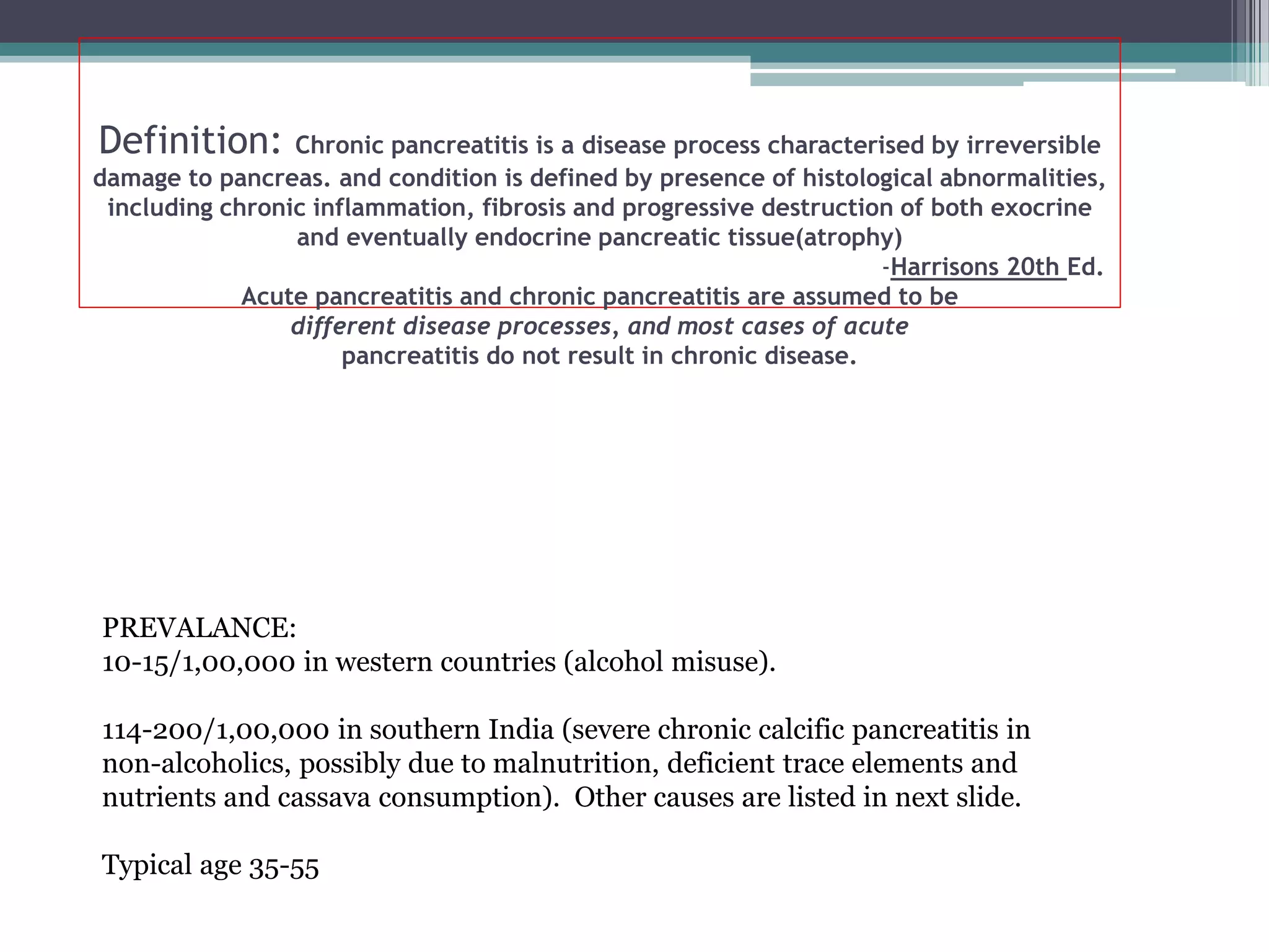 Chronic pancreatitis | PPT | Digestive Disorders | Diseases and Conditions