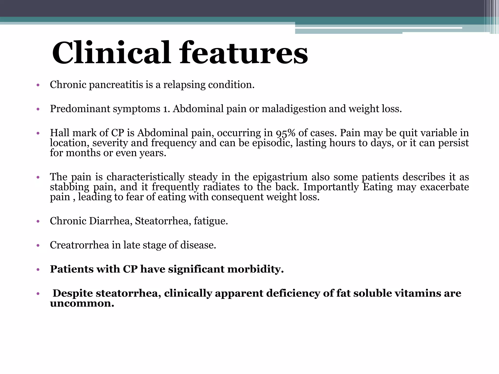 Chronic pancreatitis | PPT | Digestive Disorders | Diseases and Conditions
