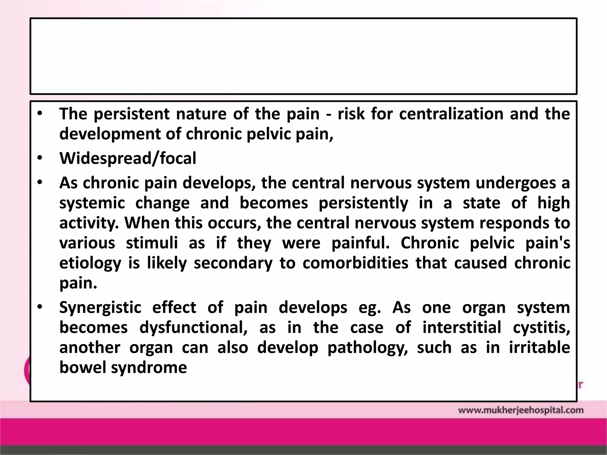 Chronic pelvic pain by dr alka mukherjee dr apurva mukherjee nagpur m.s ...