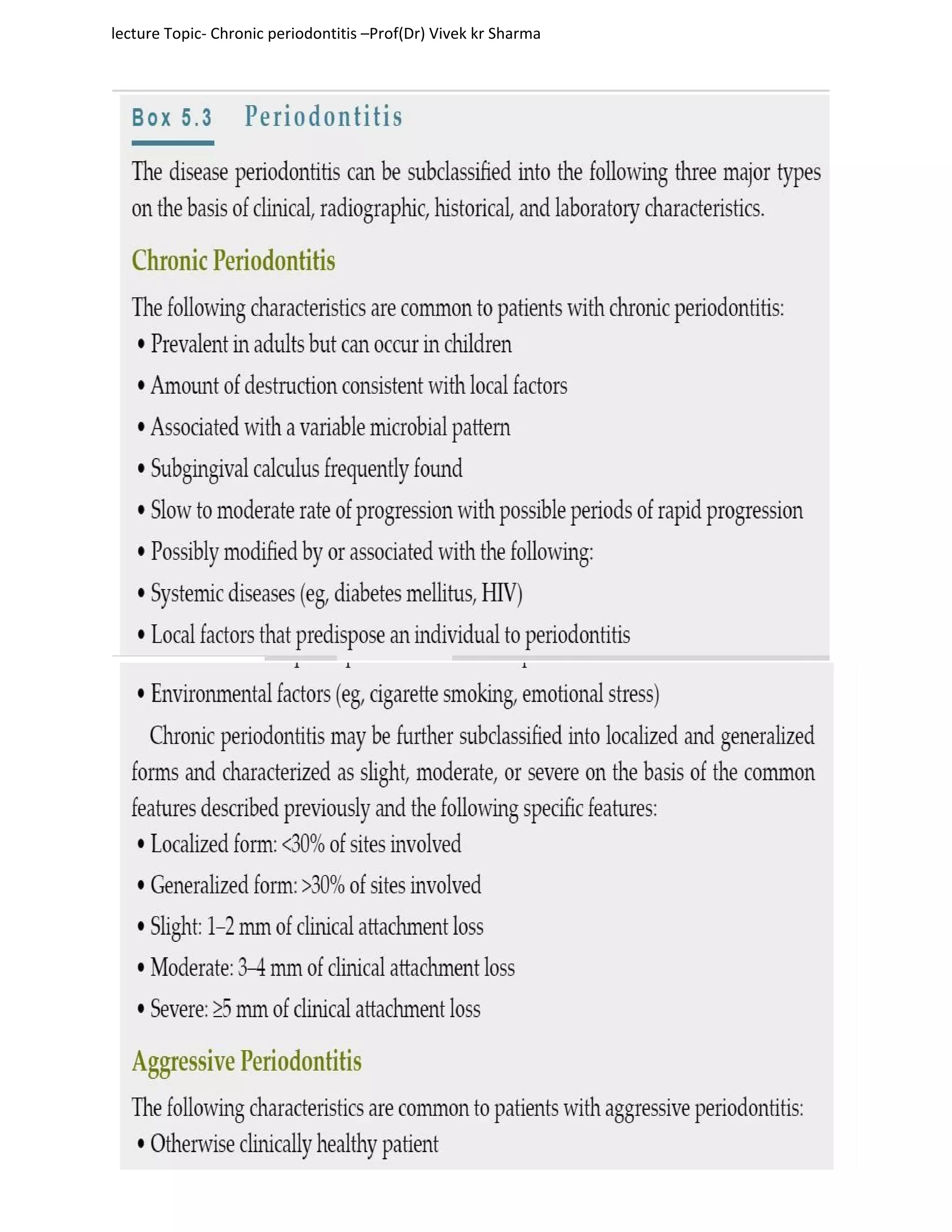 Chronic periodontitis | PDF | Dental Health | Diseases and Conditions