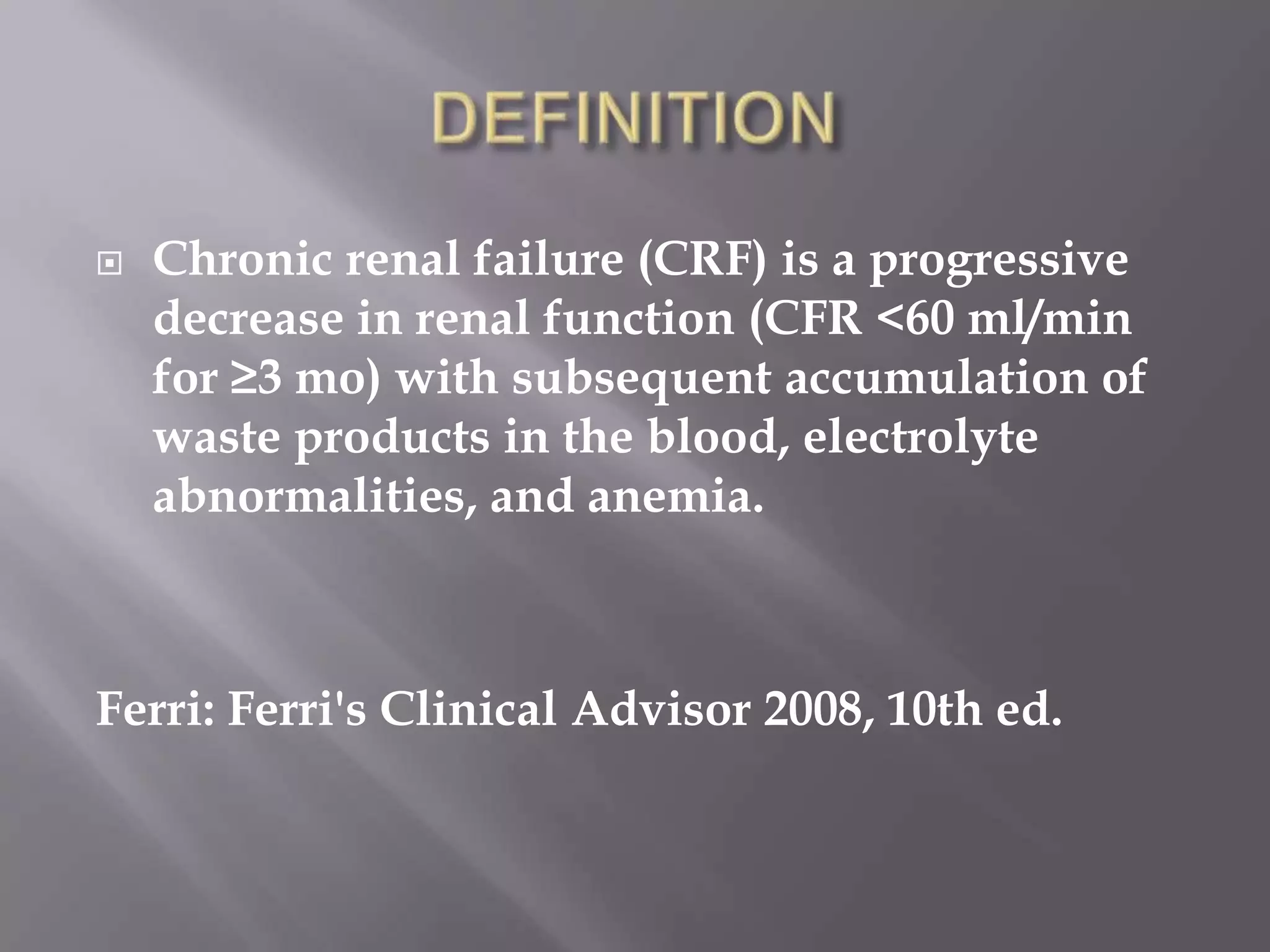 Chronic renal failure, surgical management | PPTX