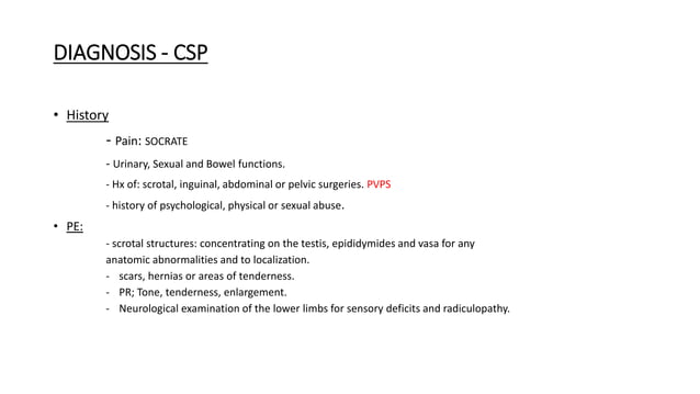 chronic scrotal pain.pptx | Infertility | Reproductive Health