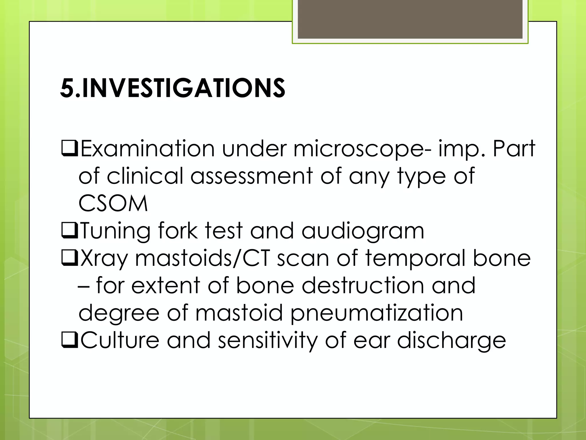Chronic suppurative otitis media | PPTX