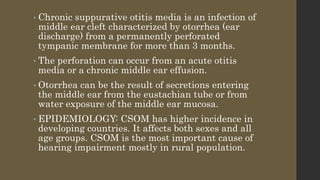 Chronic Suppurative Otitis Media (CSOM) | PPTX | Ear, Nose and Throat Conditions | Diseases and ...