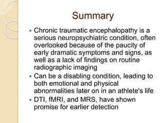Chronic Traumatic Encephalopathy in Sports | PPTX