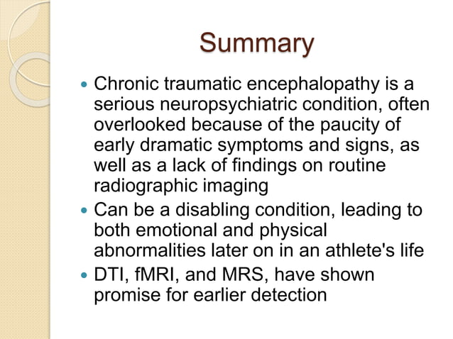 Chronic Traumatic Encephalopathy in Sports | PPT