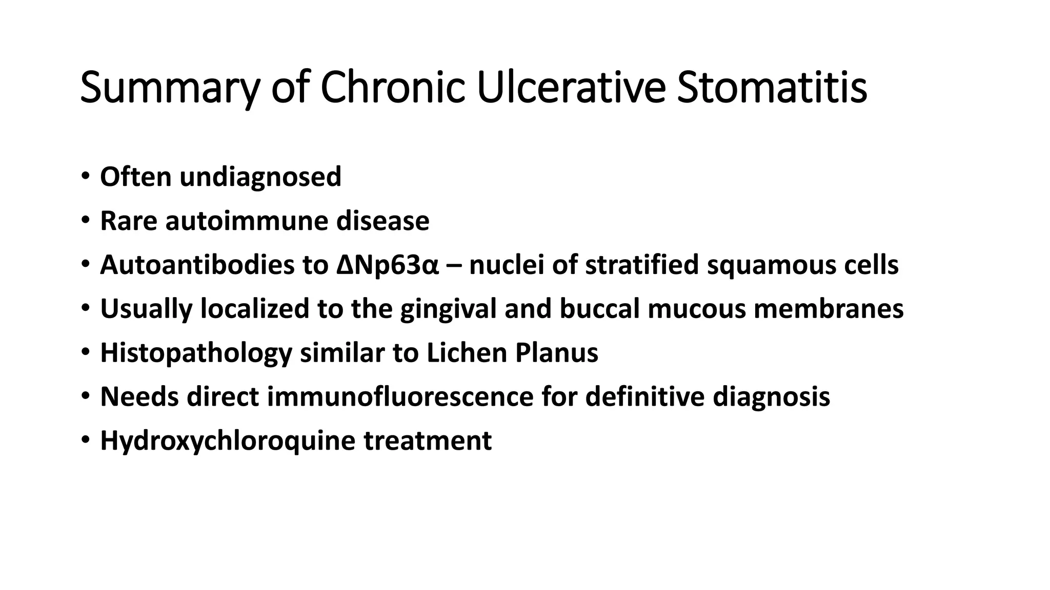 Chronic Ulcerative Stomatitis | PPTX