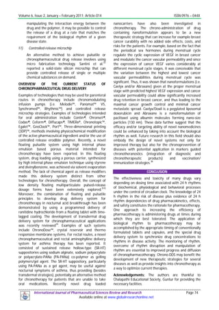 CHRONOTHERAPEUTICS: A NEW VISTA IN NOVEL DRUG DELIVERY SYSTEMS | PDF
