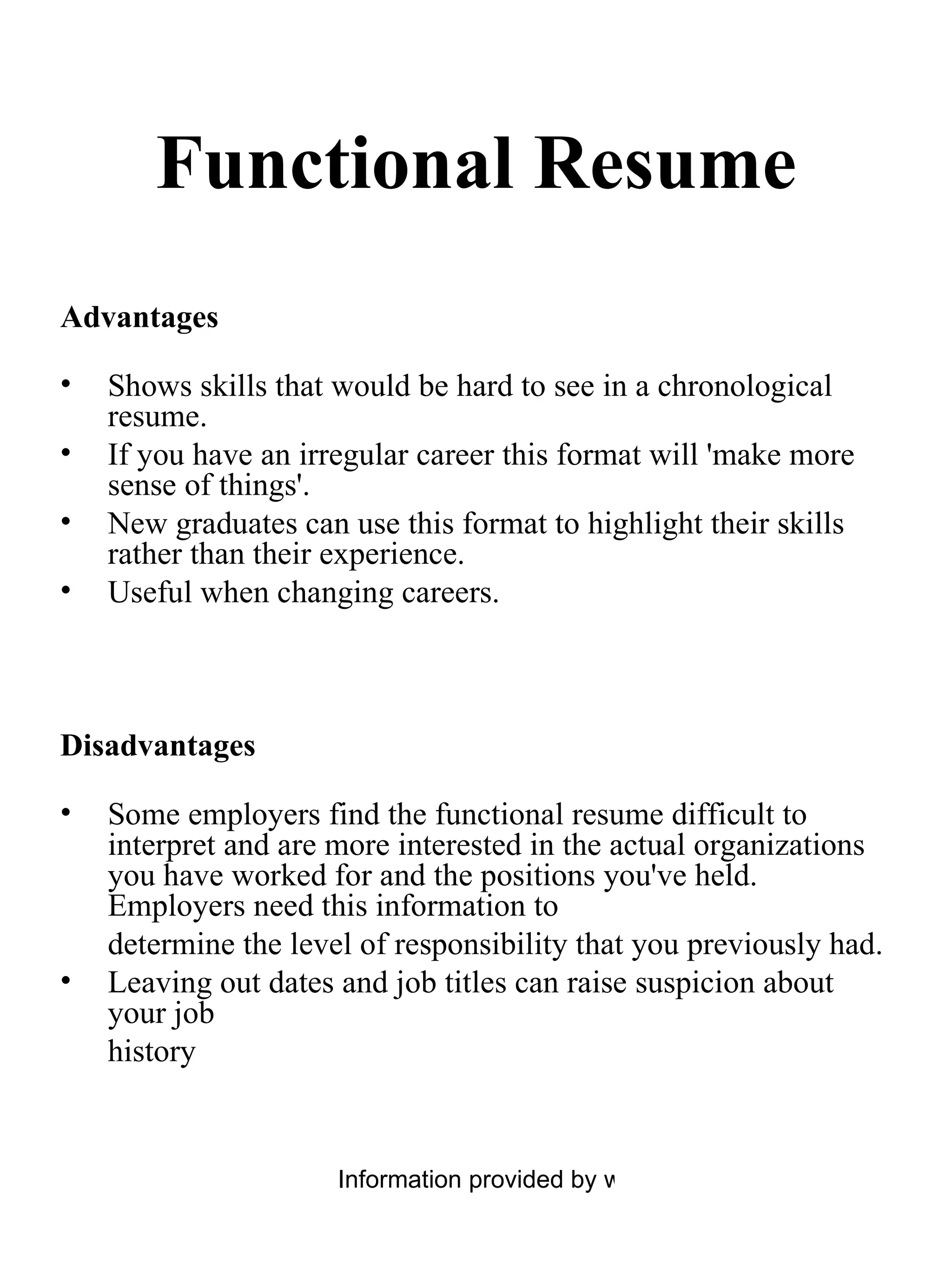 Chronological And Functional Resume Project | PPT