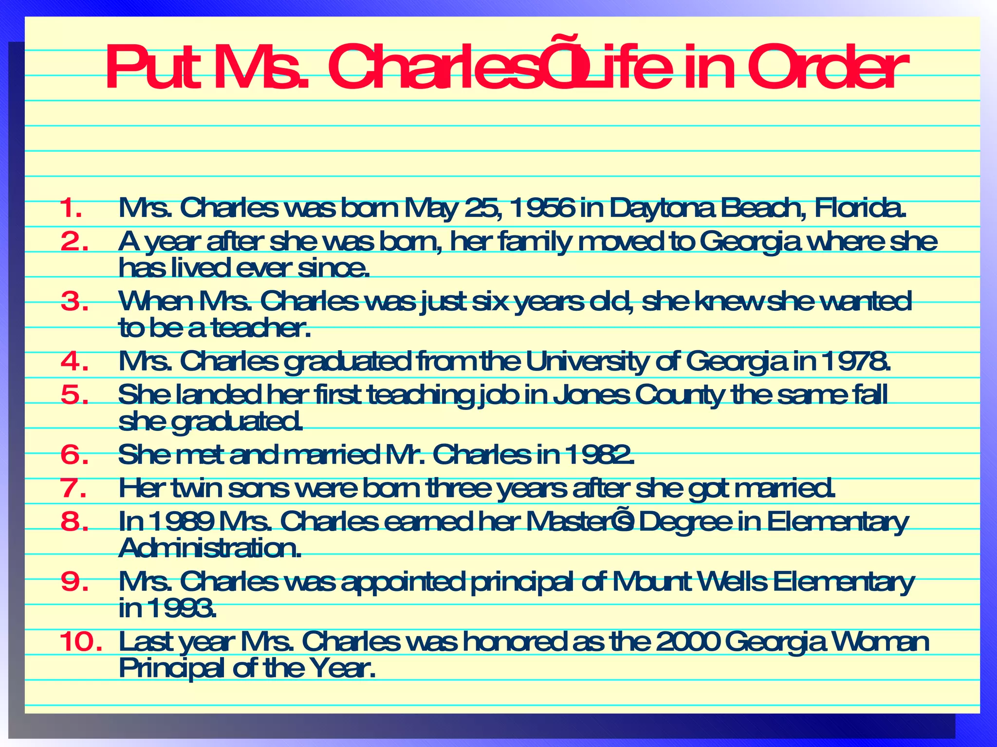 Chronological Order Slide | PPT