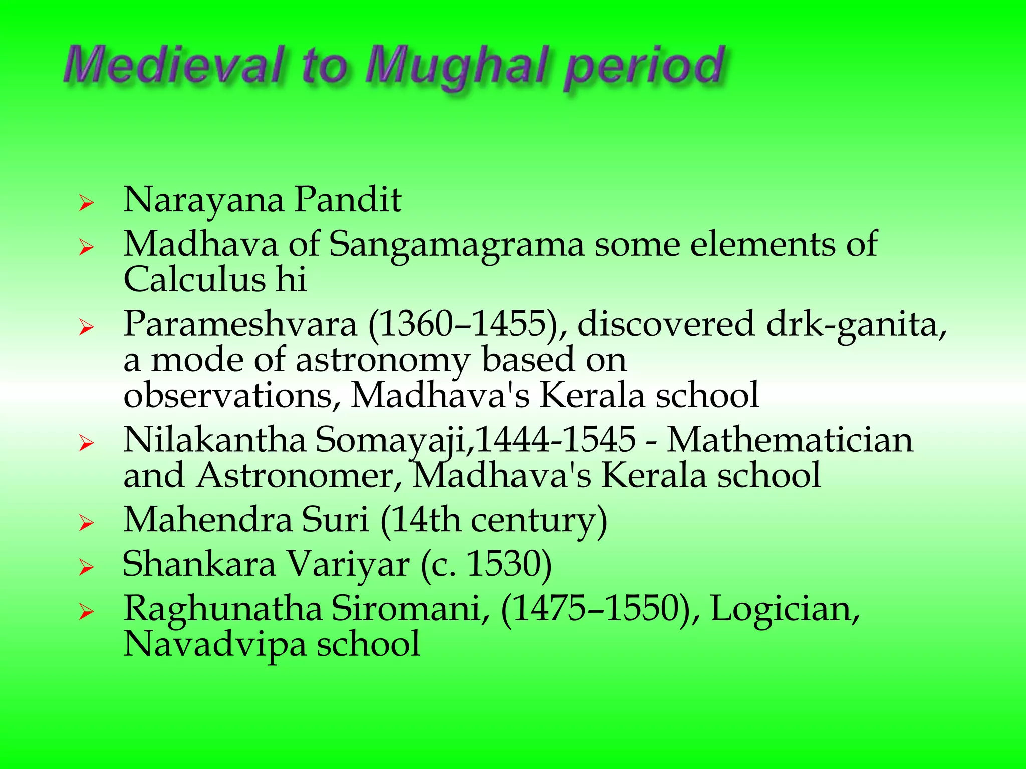 Chronology of indian mathematicians | PPTX