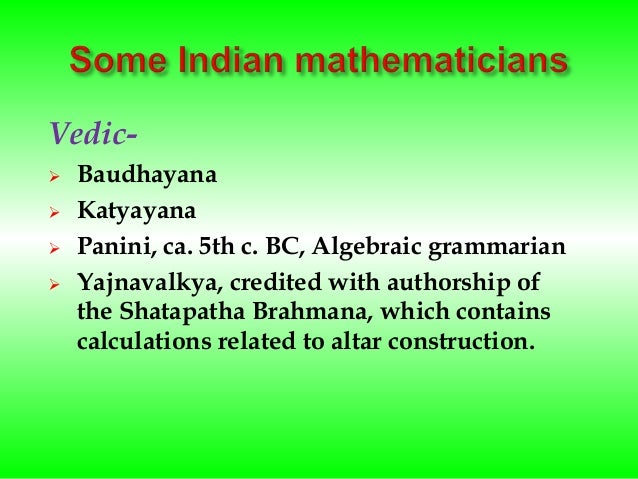 Chronology of indian mathematicians
