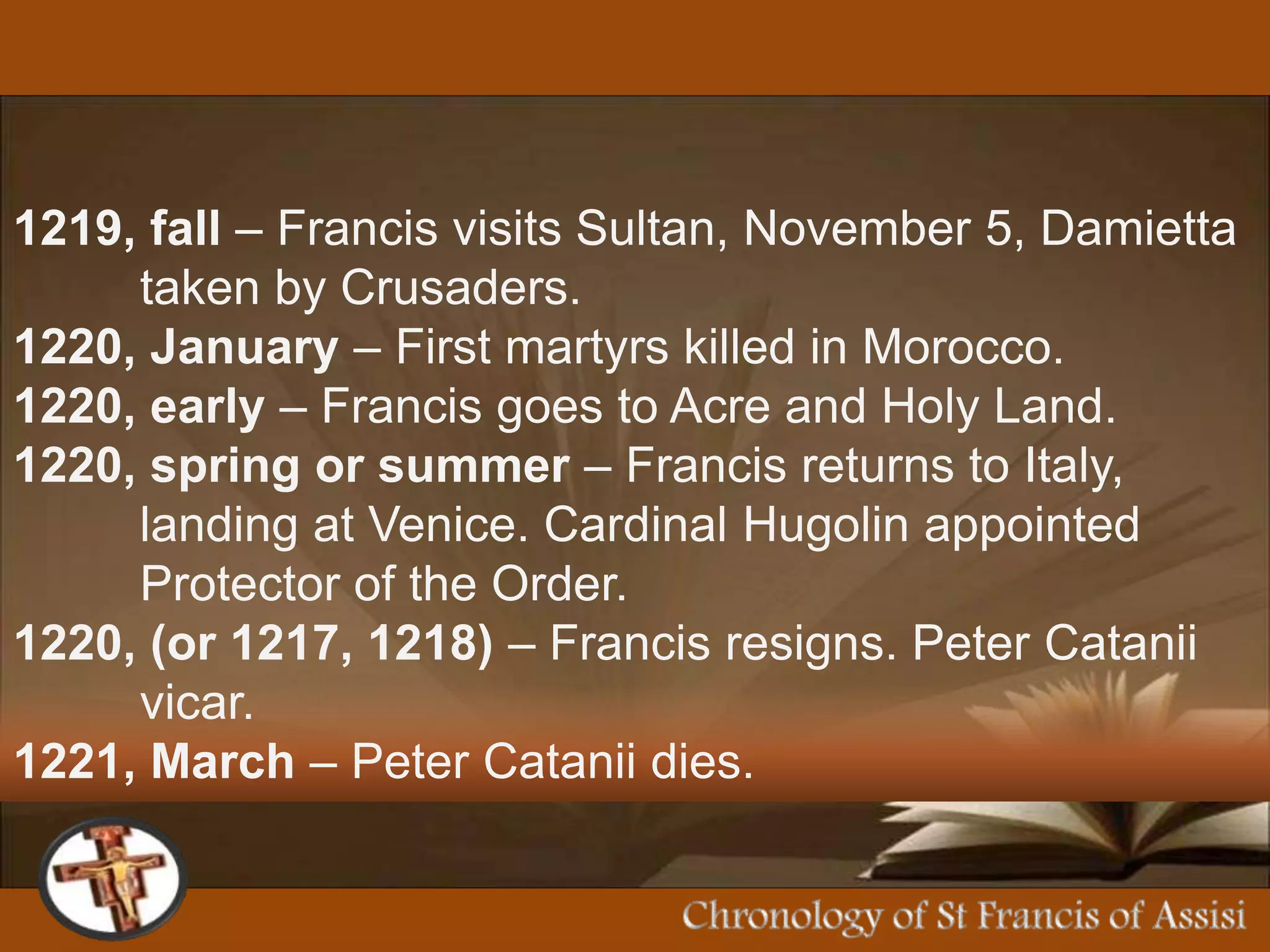 Chronology of st francis of assisi | PPTX
