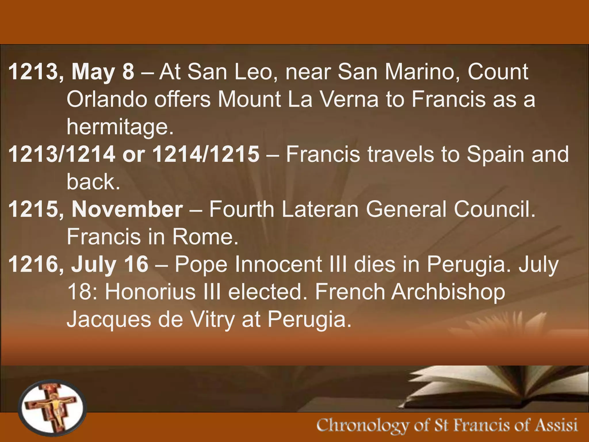Chronology of st francis of assisi | PPTX