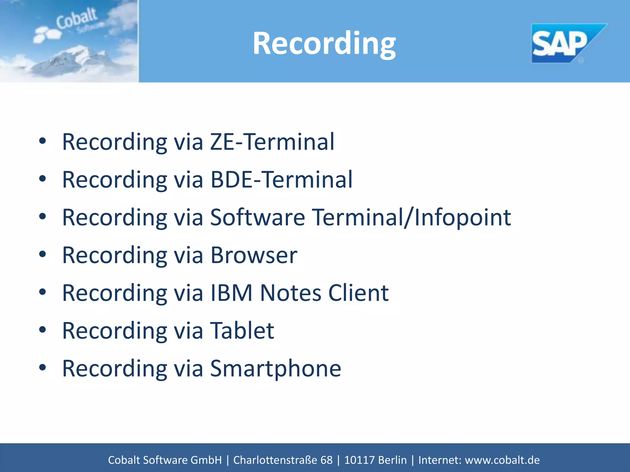 Short Summary Time Recording for SAP | PPTX