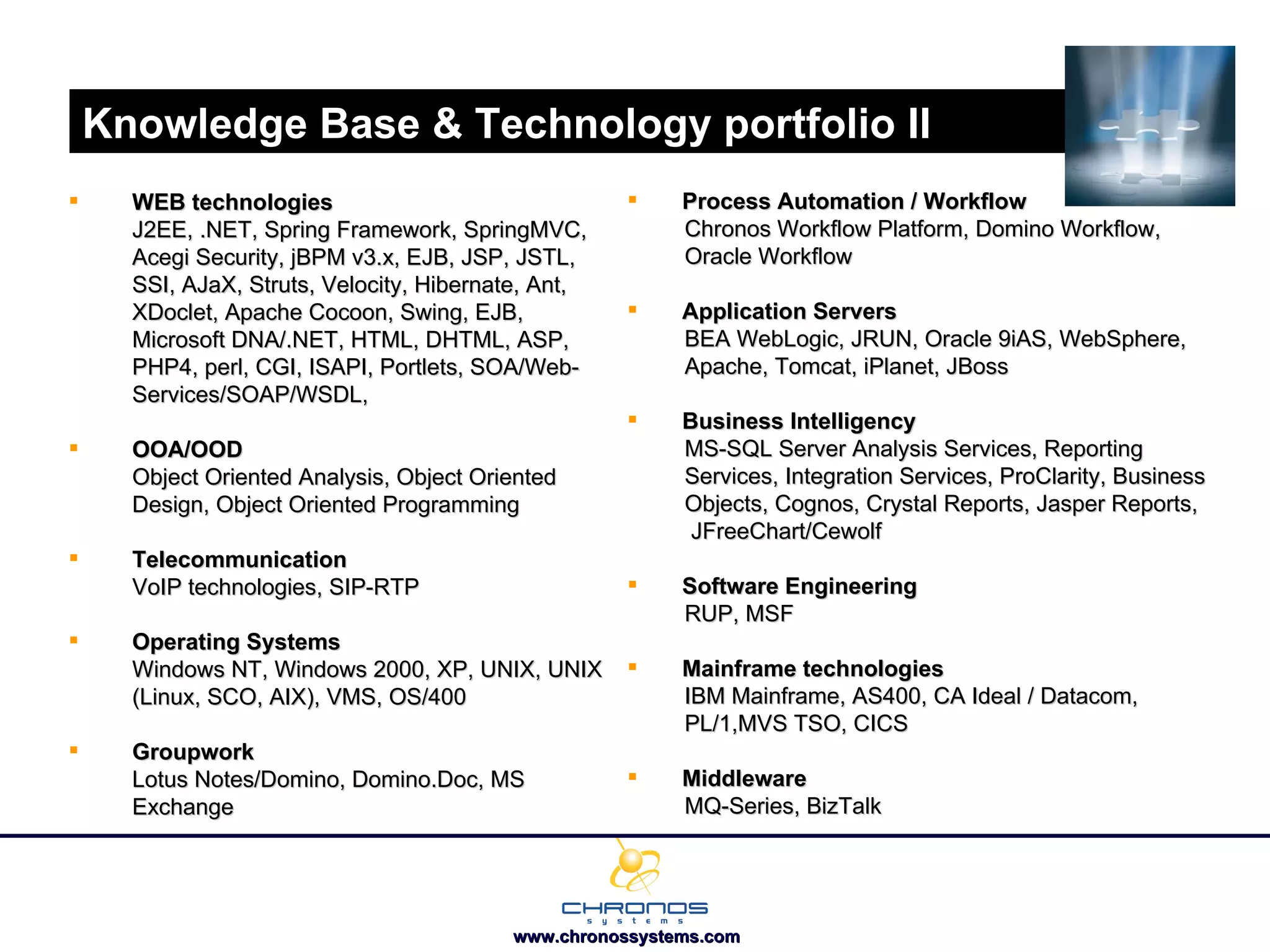 Chronos Systems Presentation 2009 English | PPT