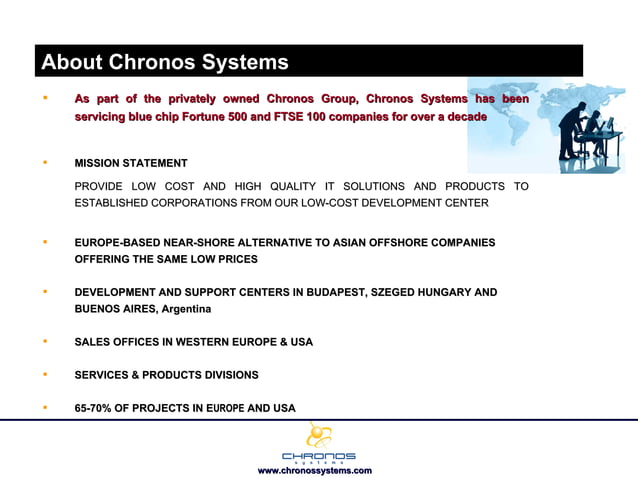 Chronos Systems Presentation 2009 English | PPT