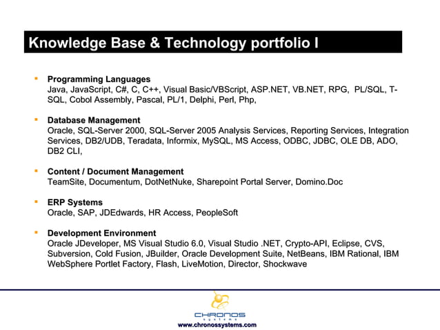 Chronos Systems Presentation 2009 English | PPT