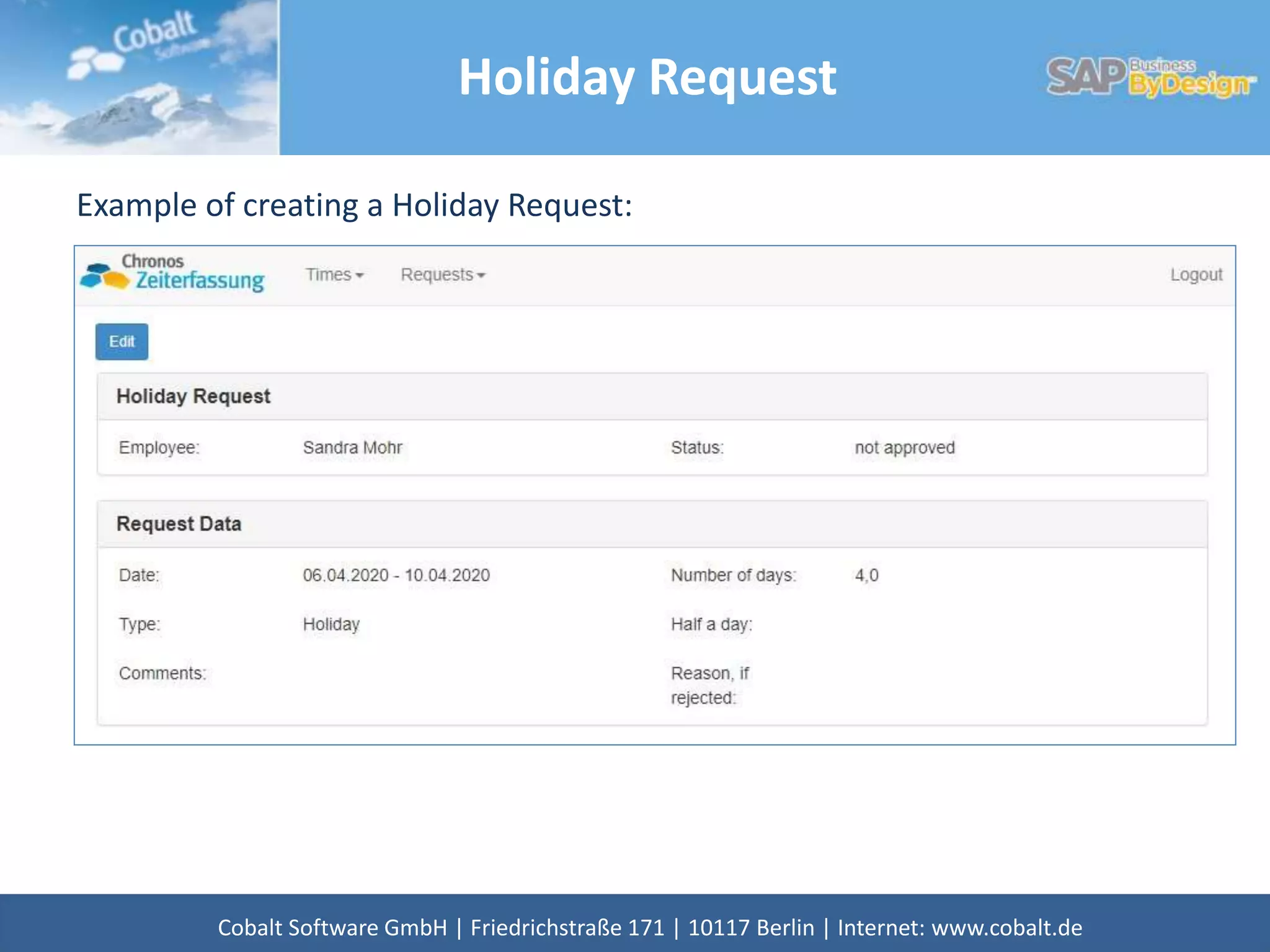 Chronos Time Recording with SAP Business ByDesign | PPT