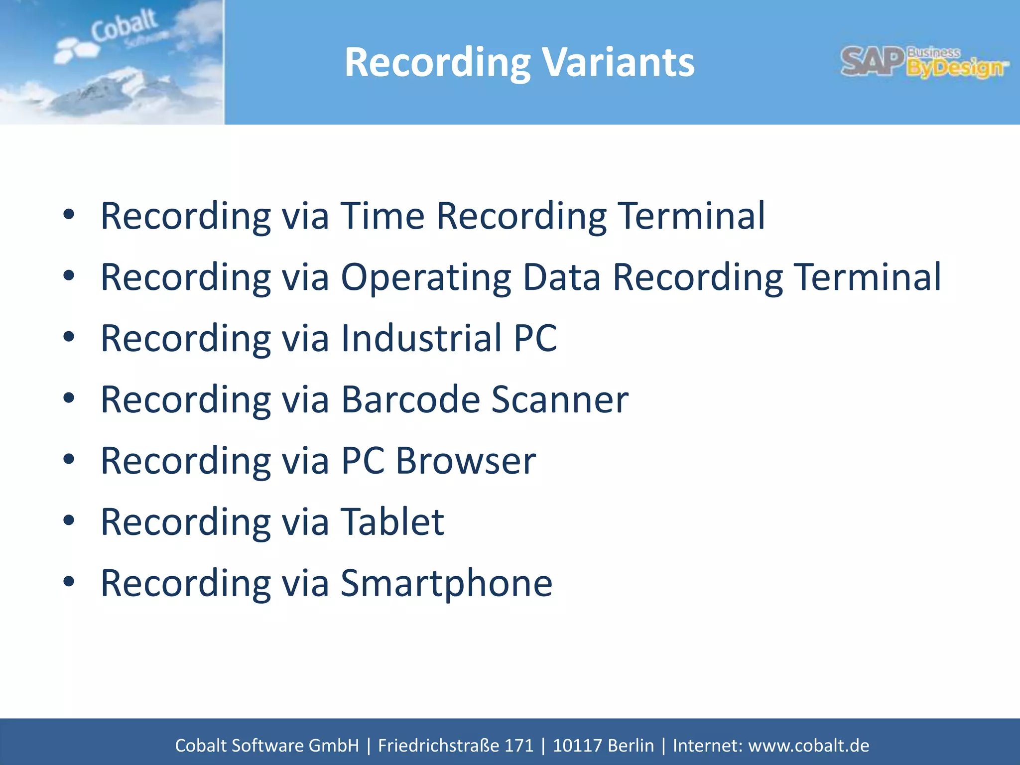 Chronos Time Recording with SAP Business ByDesign | PPT
