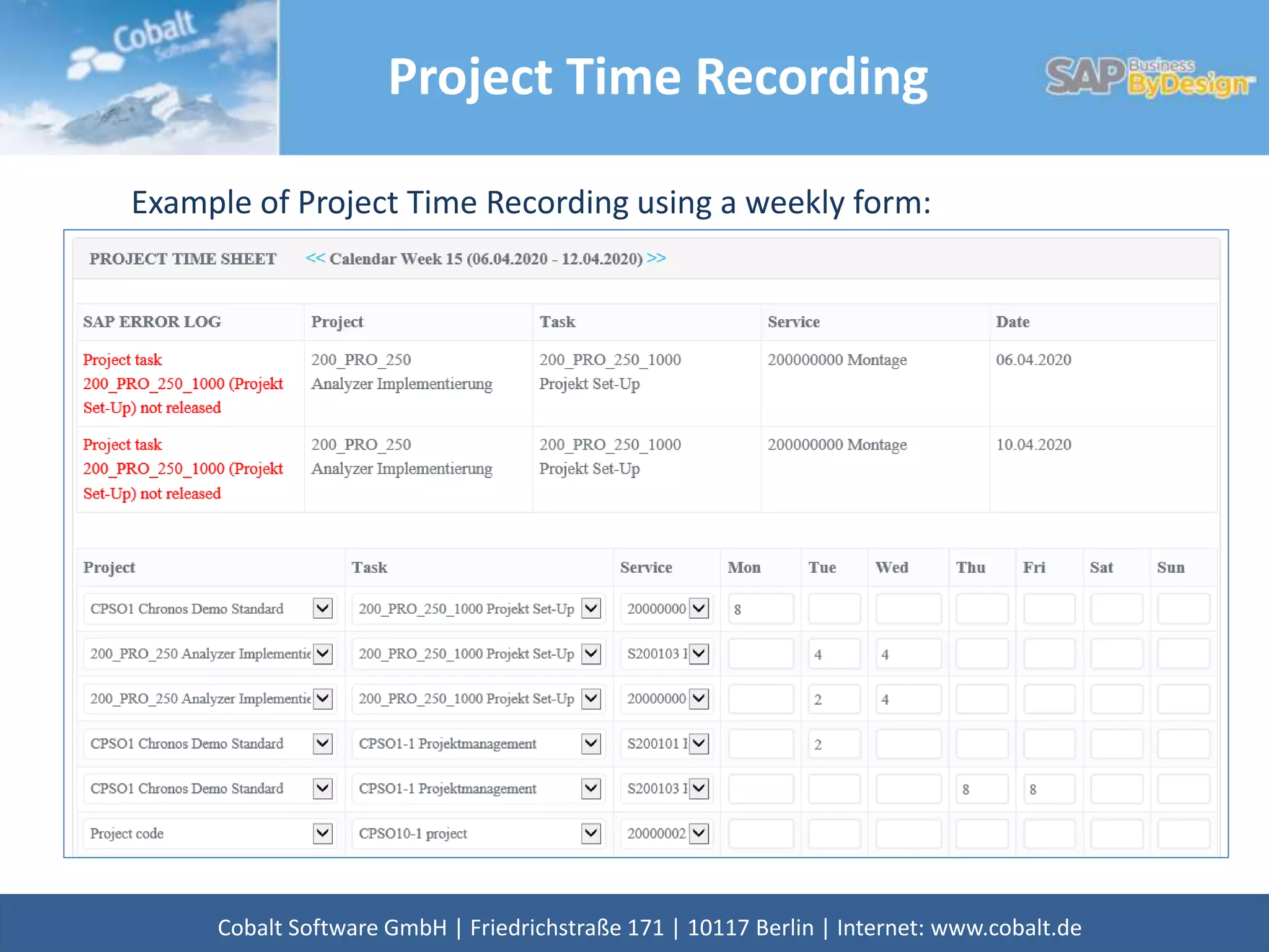 Chronos Time Recording with SAP Business ByDesign | PPT