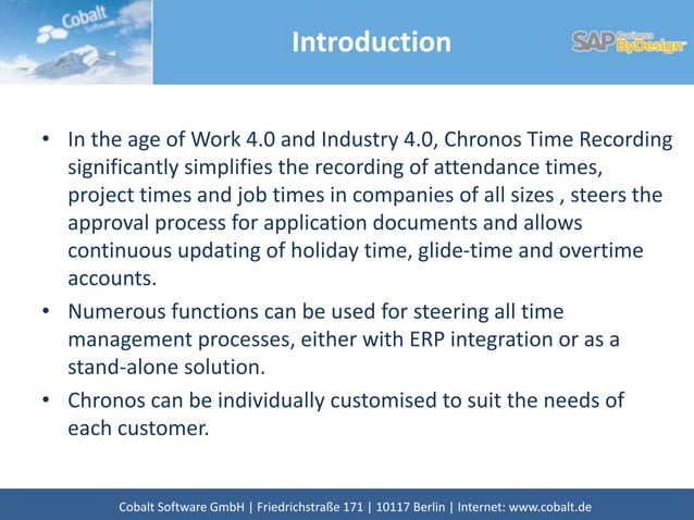 Chronos Time Recording with SAP Business ByDesign | PPT