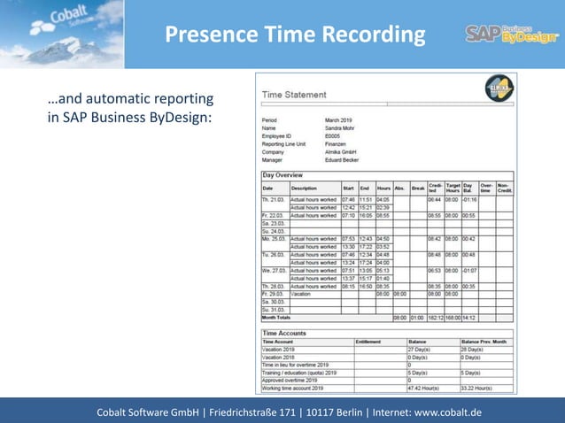 Chronos Time Recording with SAP Business ByDesign | PPT