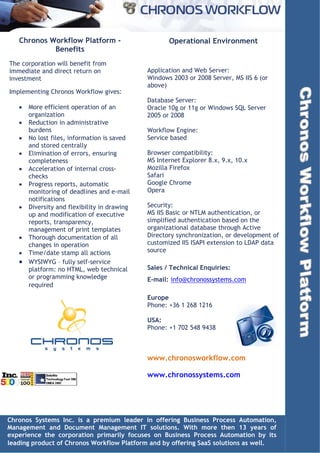 Chronos Workflow Platform │Brochure │IT - BPA | PDF