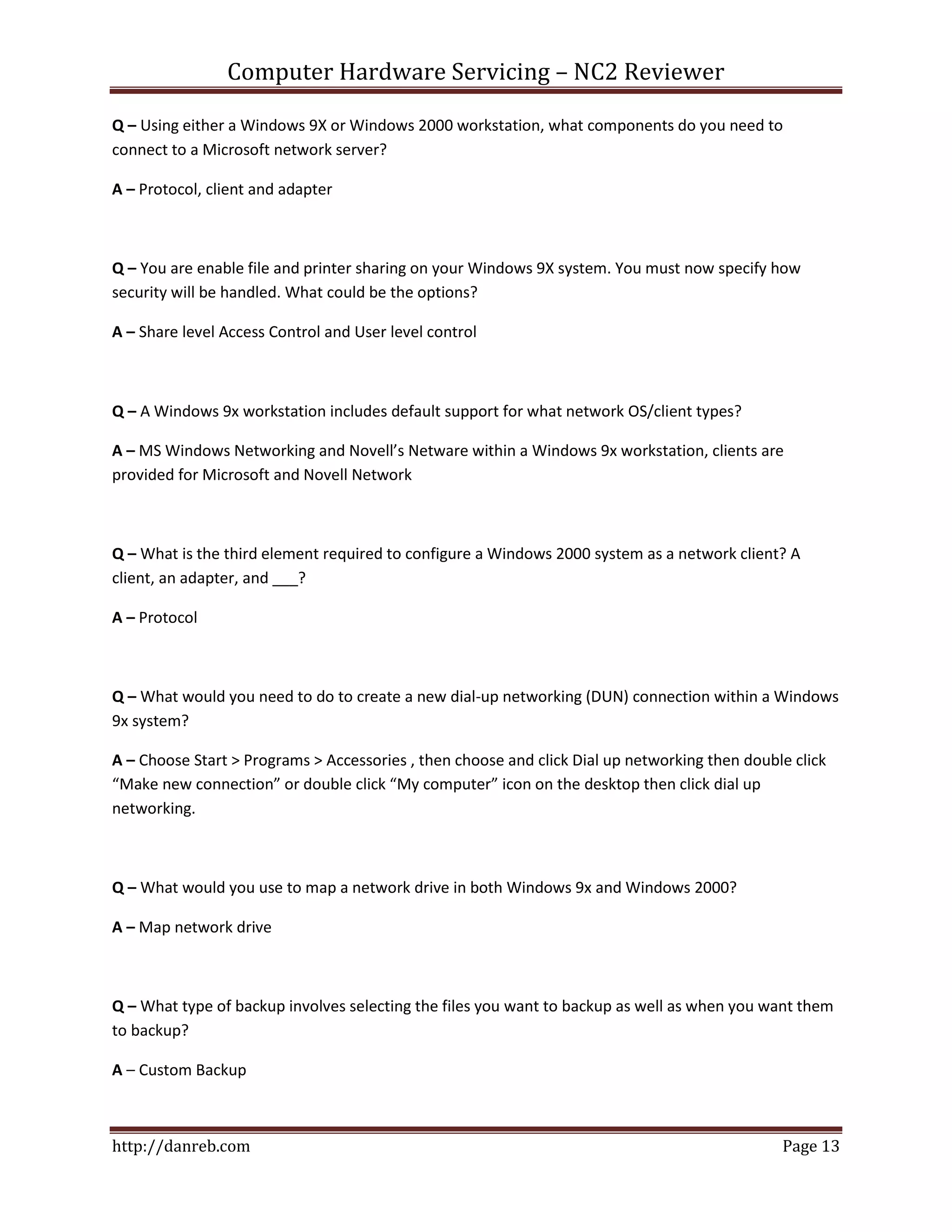 Chs nc2 reviewer - with oral questioning | DOCX Chs nc2 reviewer - with oral questioning | DOCX