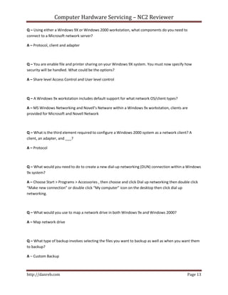 Chs nc2 reviewer - with oral questioning | DOCX